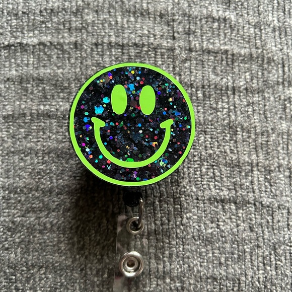 Handmade | Accessories | Smiley Face Retractable Name Badge Reel Id ...